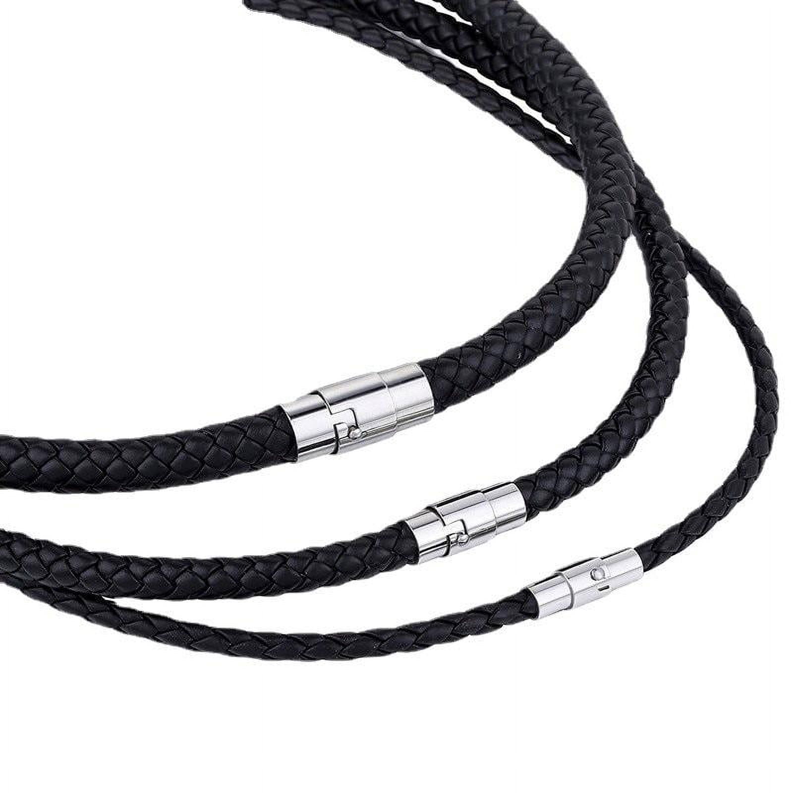 Click here for Kangly 4mm Mens Black Braided Leather Cord Necklac... prices