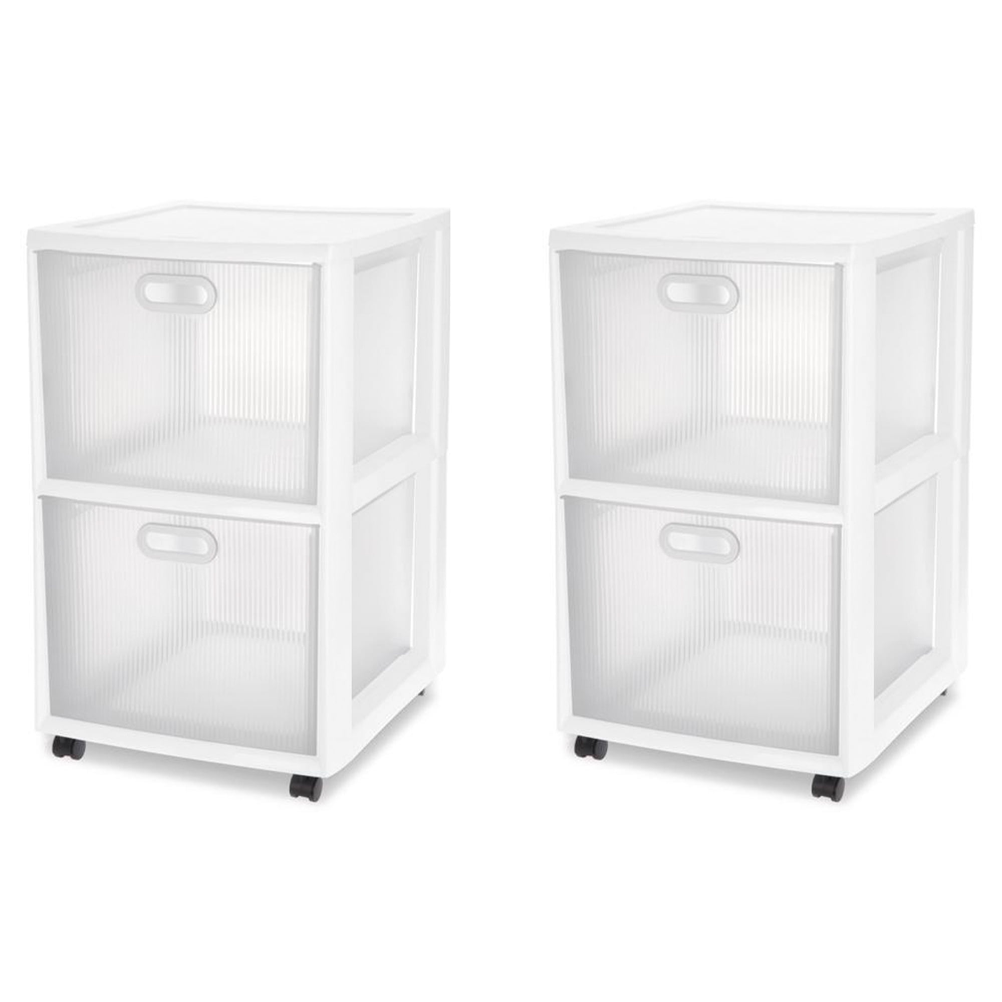 Sterilite Ultra 2 Drawer Plastic Rolling Storage Wheeled Cart (2 Pack ...