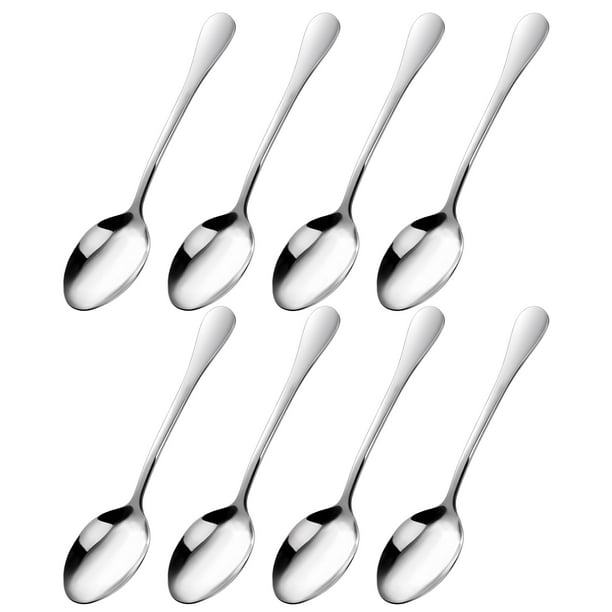 Unique Bargains Stainless Steel Spoons 8Pcs for Cooking Soup Spoon ...
