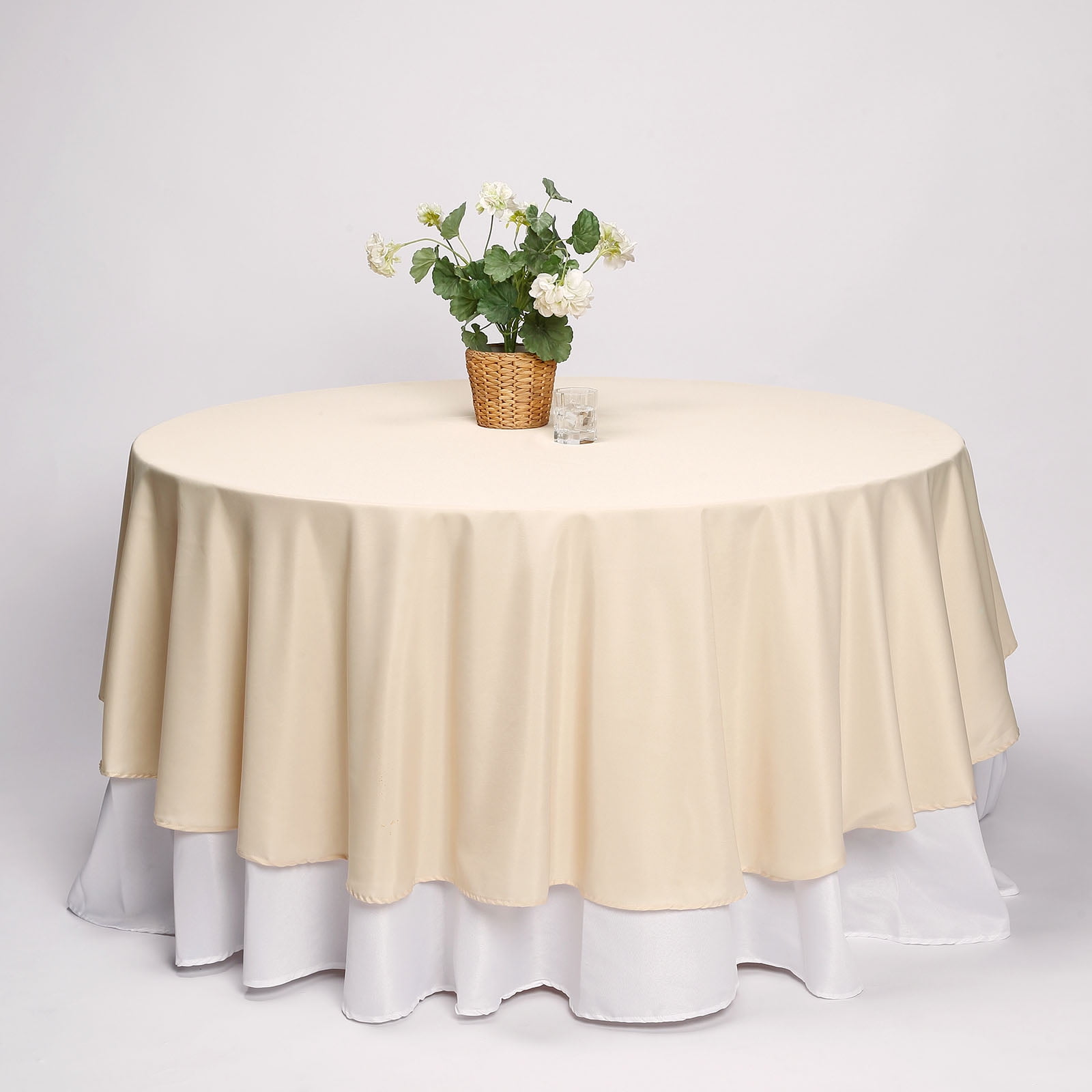 BalsaCircle 108" Round Polyester Tablecloth Wedding Table Linens Beige ...