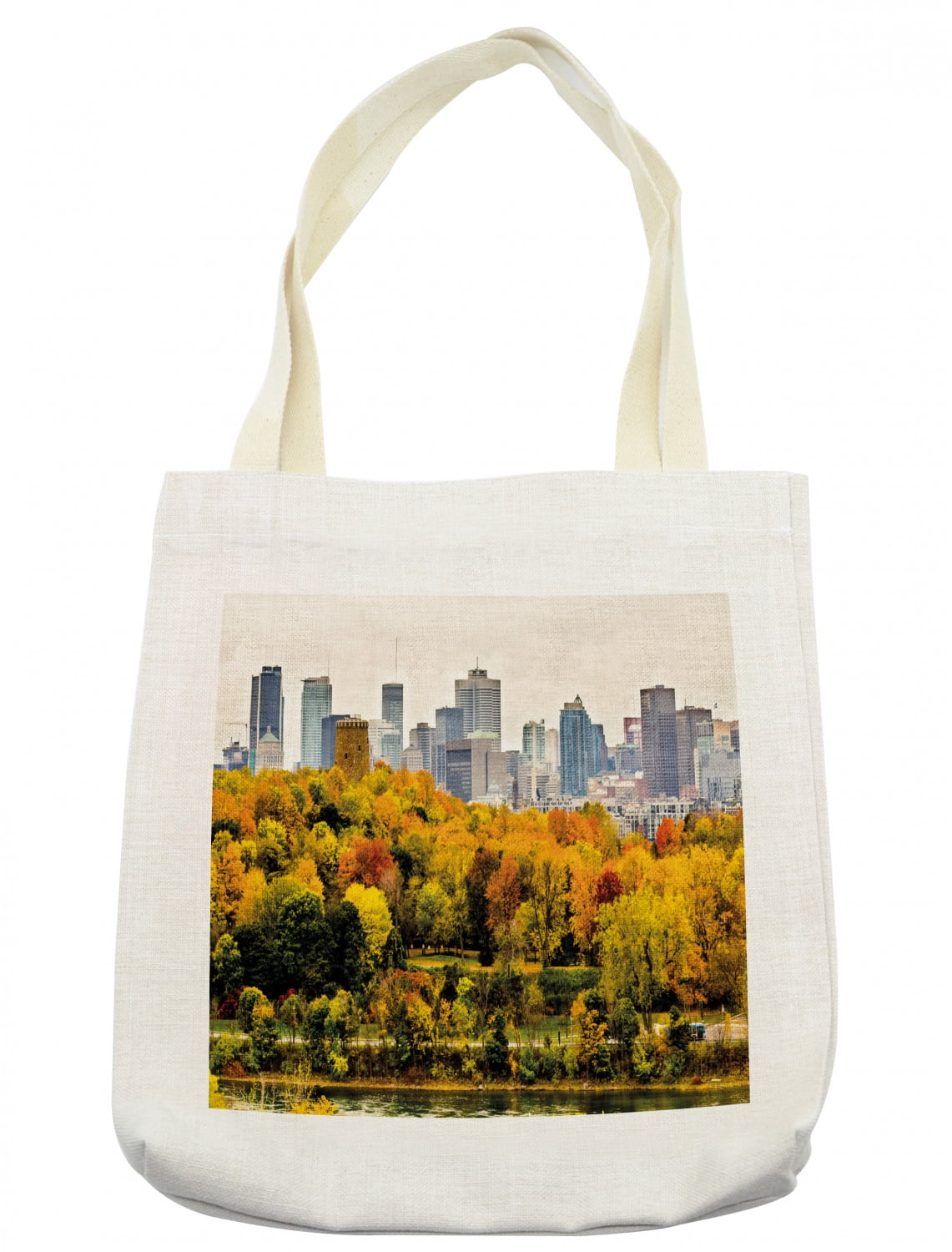 Fall Tote Bag, Montreal Downtown Skyscrapers Autumn Various Trees ...