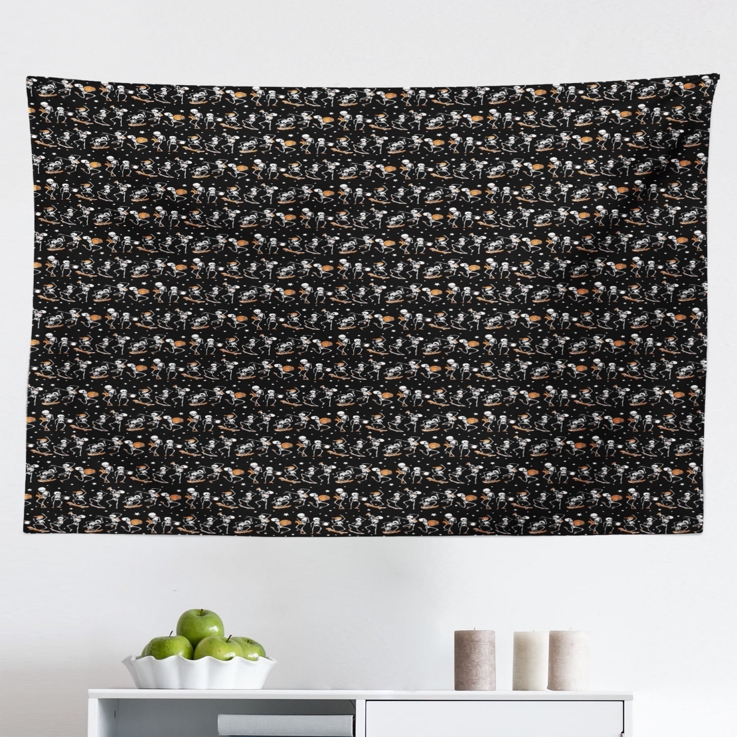 Halloween Tapestry, Rhythmic Bats Flying Spooky Fun in Cartoon Design ...