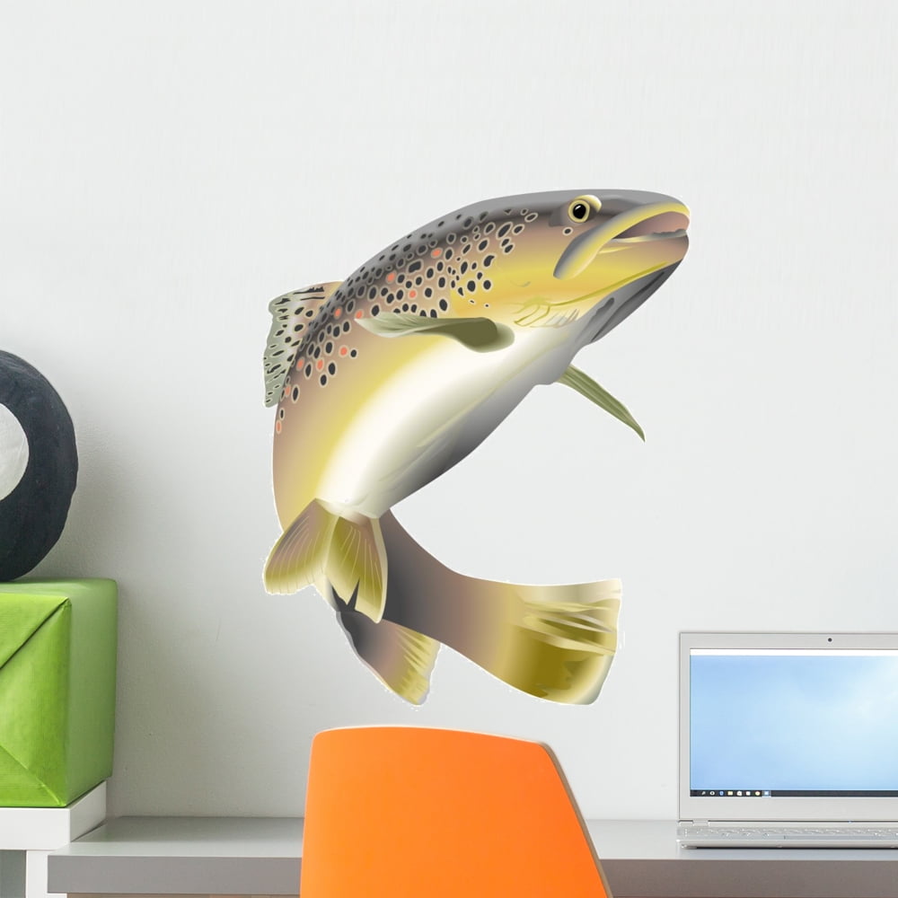 Wildlife Trout Wall Decal by Wallmonkeys Peel and Stick Graphic (18 in ...
