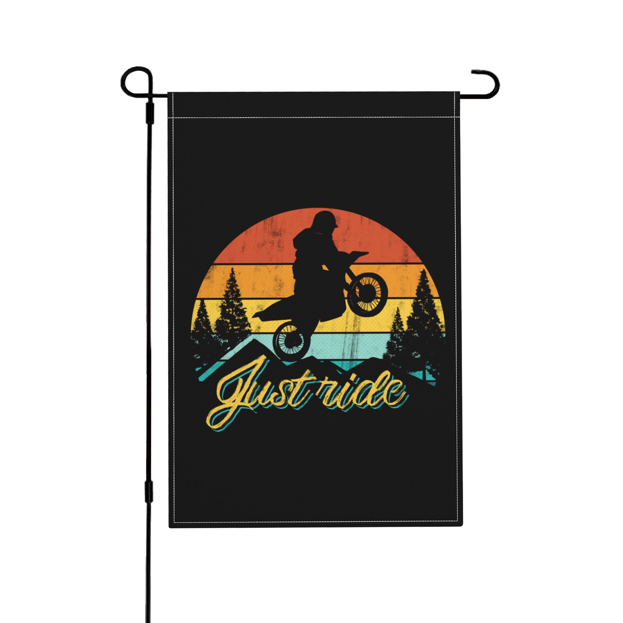 TEQUAN Retro Sunset Motorcycle Garden Flags, 18 x 12 inch Double Sided ...