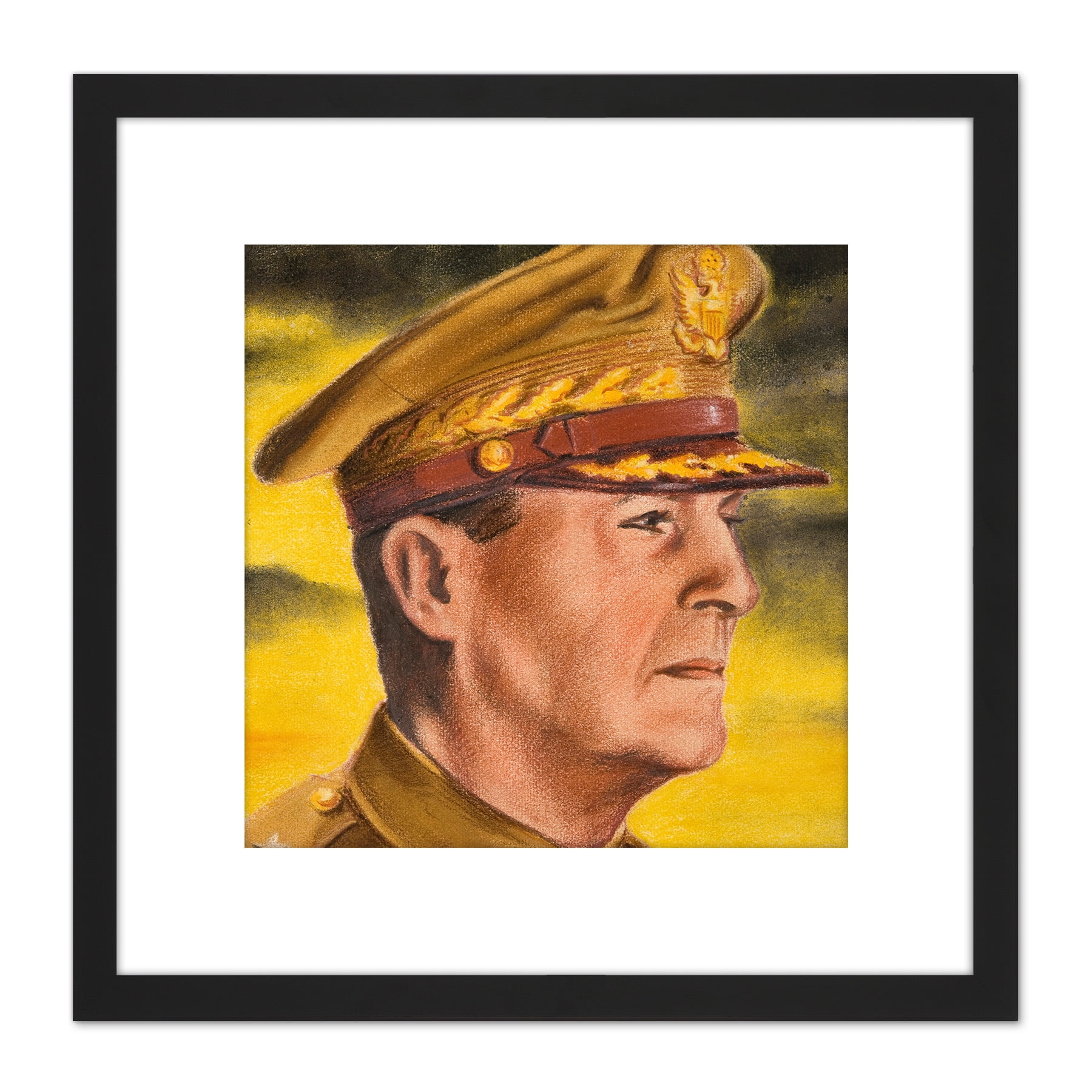 Tymim Faces WWII War Us General Macarthur 8X8 Inch Square Wooden Framed ...