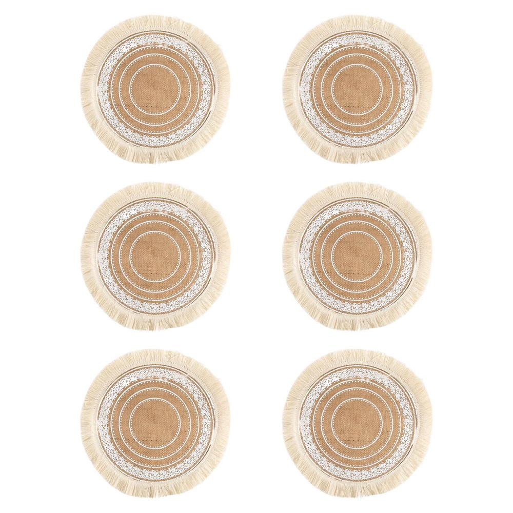 Boho Round Placemats Set of 6 | Kitchen Plate Mats Runners for Dining ...