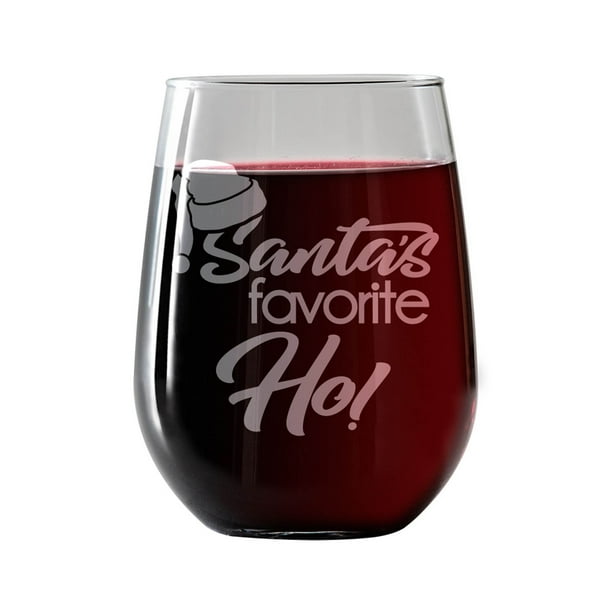 Christmas Wine Glasses Funny Wine Glass Santas Favorite Ho Stemless