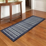 Mohawk Home Blue Mix Striped Runner 1'8 x 5 Durable Soft Eco-Friendly ...
