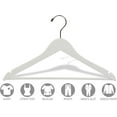 White Wooden Suit Hangers with Solid Wood Bar, (Box of 8) Space Saving ...
