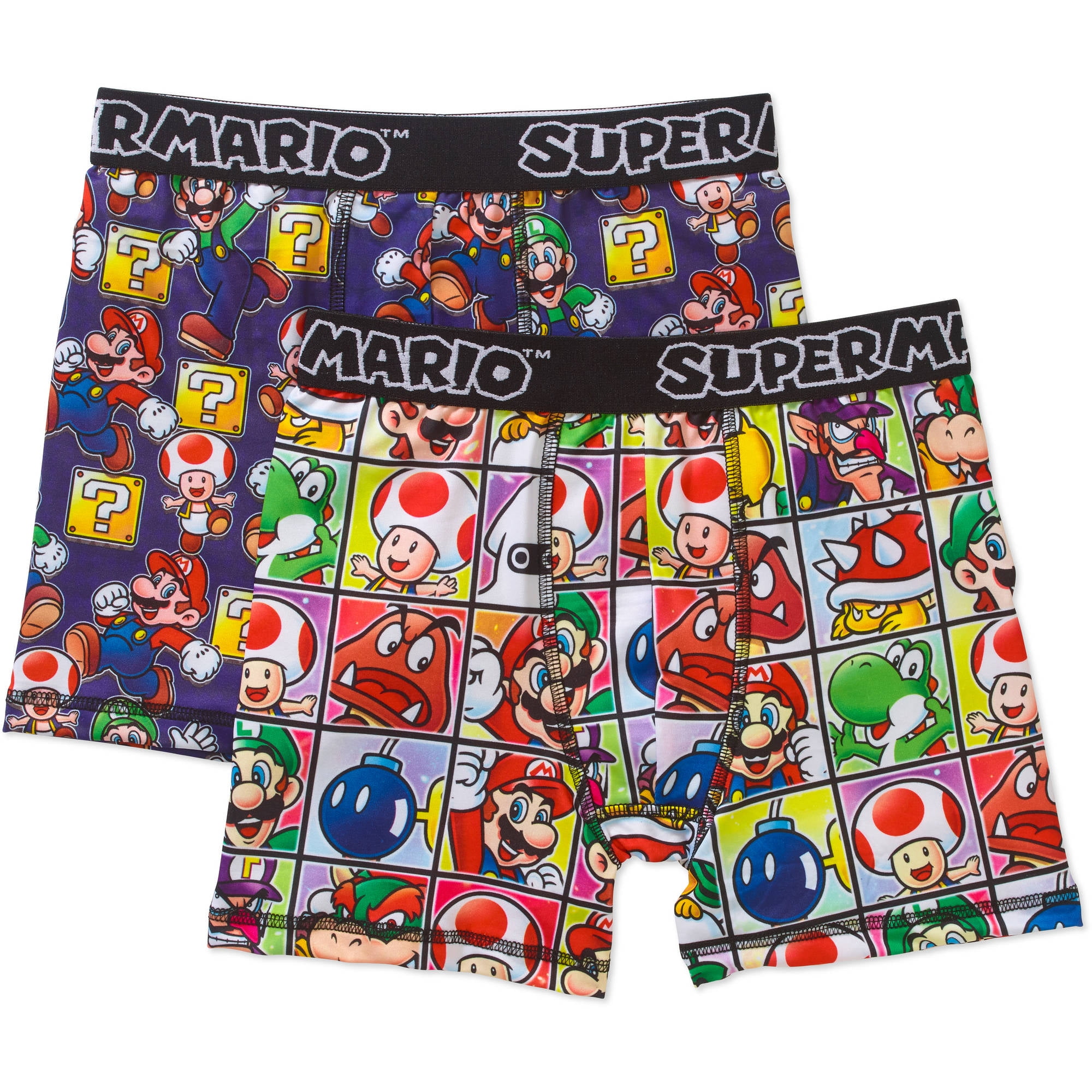 Super Mario Bros., Boys Underwear, 2 Pack Wrinkle Resistant Boxer ...