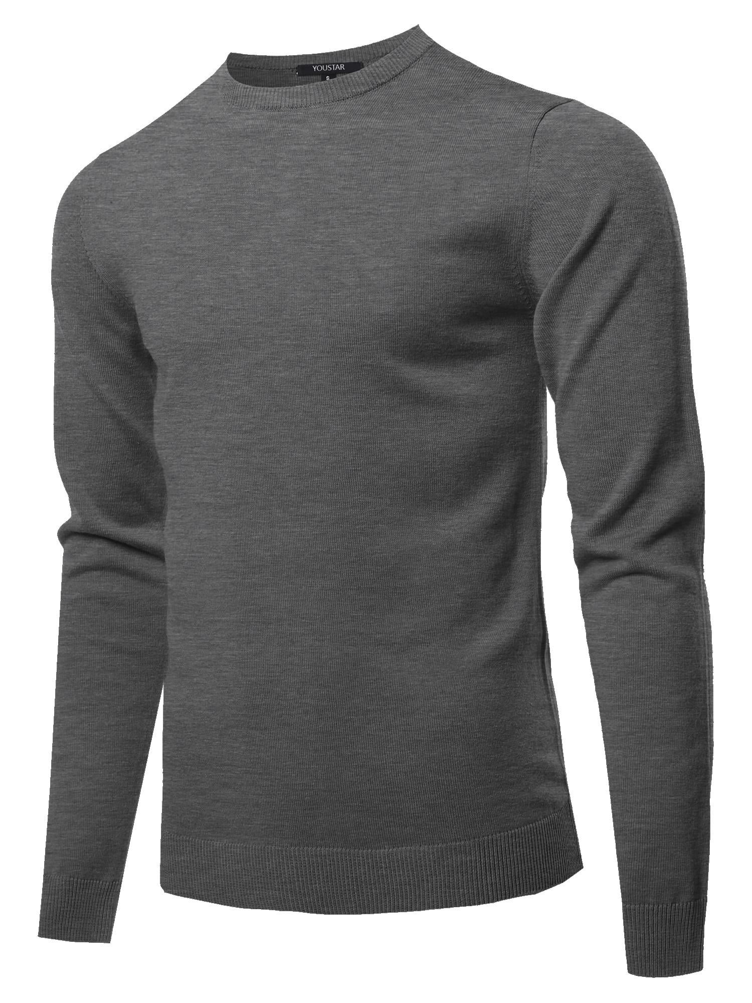 FashionOutfit Men's Solid Long Sleeve Crew Neck Pullover Knit Sweater ...