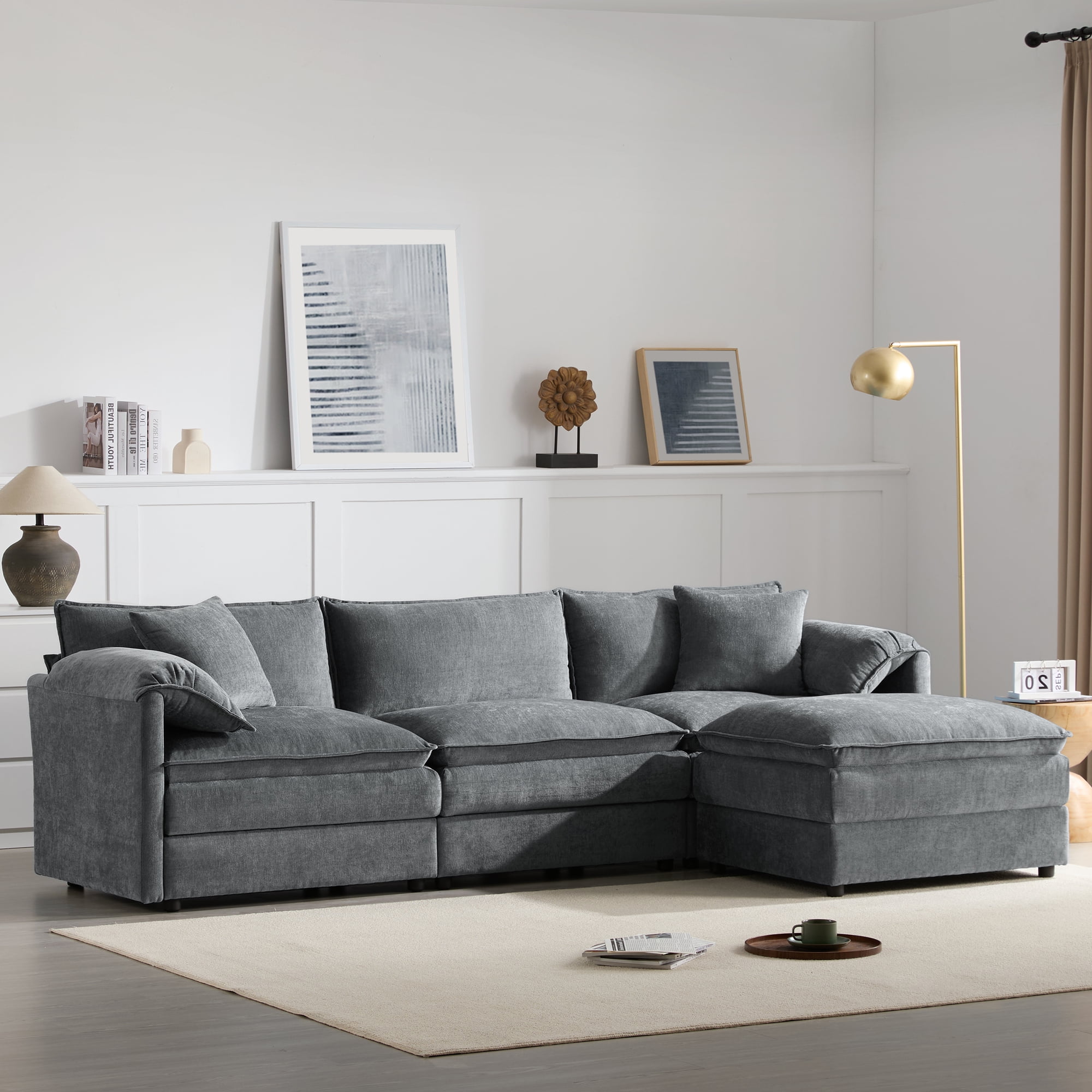 Click here for Noble House Chenille Modular Sectional Sofa With D... prices