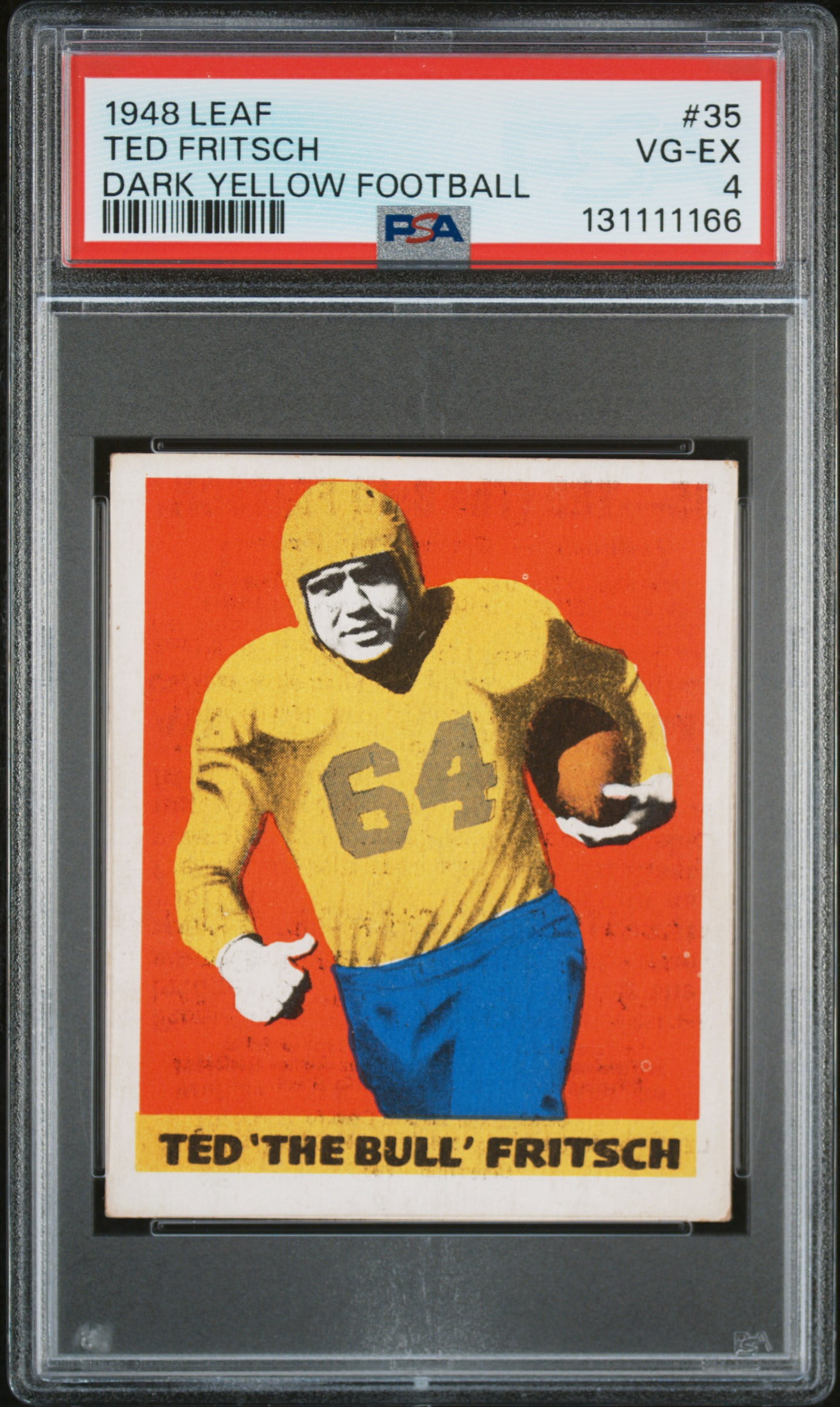 1948 Leaf Football Ted "The Bull" Fritsch #35 Dark Yellow Football RC ...