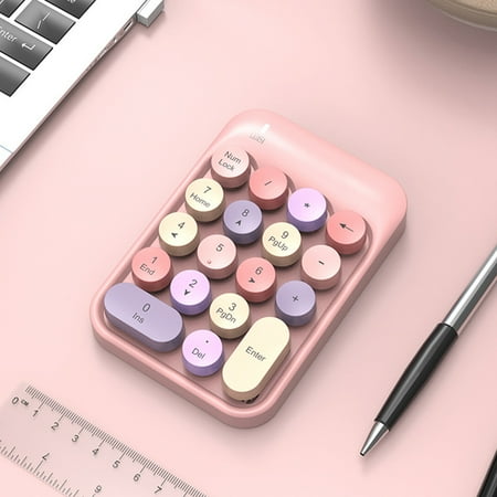 Wireless Numeric Keyboard 18 Keys Mini Round Keycap 2.4GHz Keypad with ...