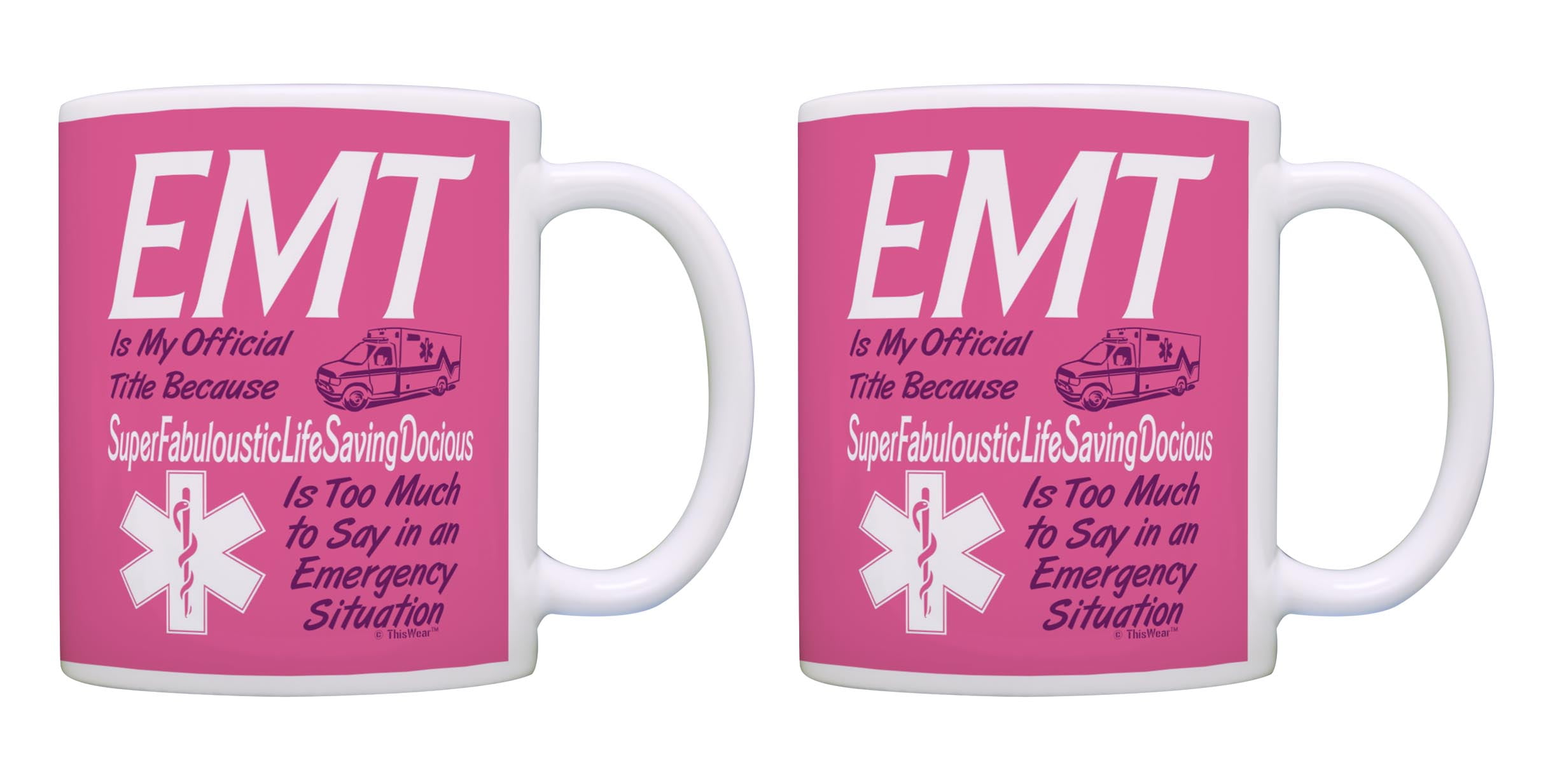ThisWear Funny EMT Gift Official Title Too Pretentious 11 ounce 2 Pack ...