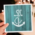 3drose, Cracked White Painted Anchor on Blue Background- Not Real Wood ...