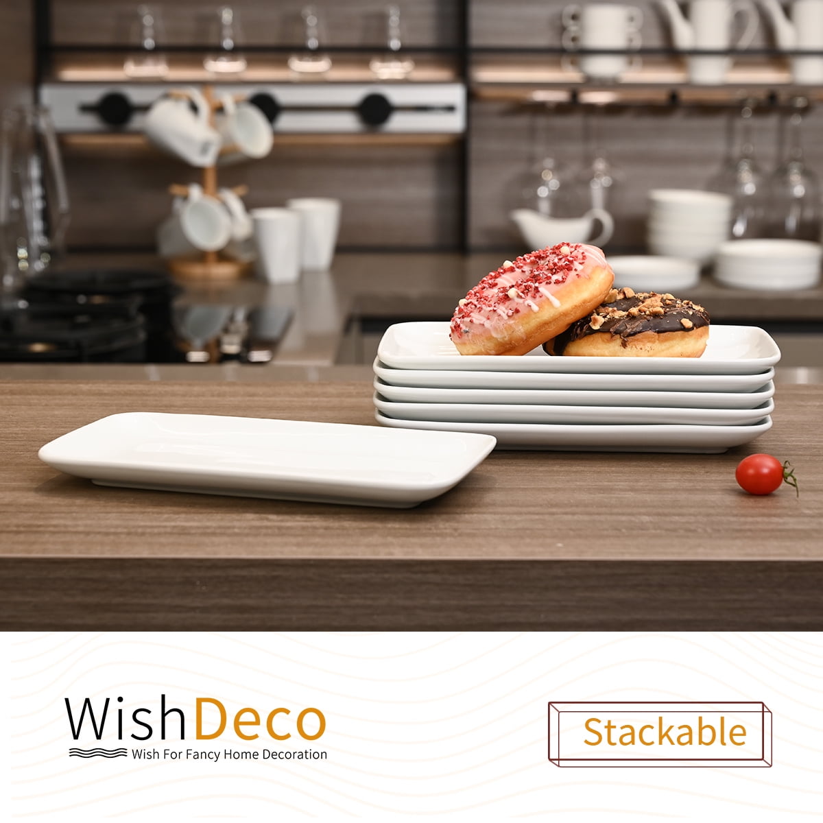 WishDeco Rectangular Ceramic Dinner Plates Decorative Appetizer Dessert Serving Set of 6 9 inch Walmart