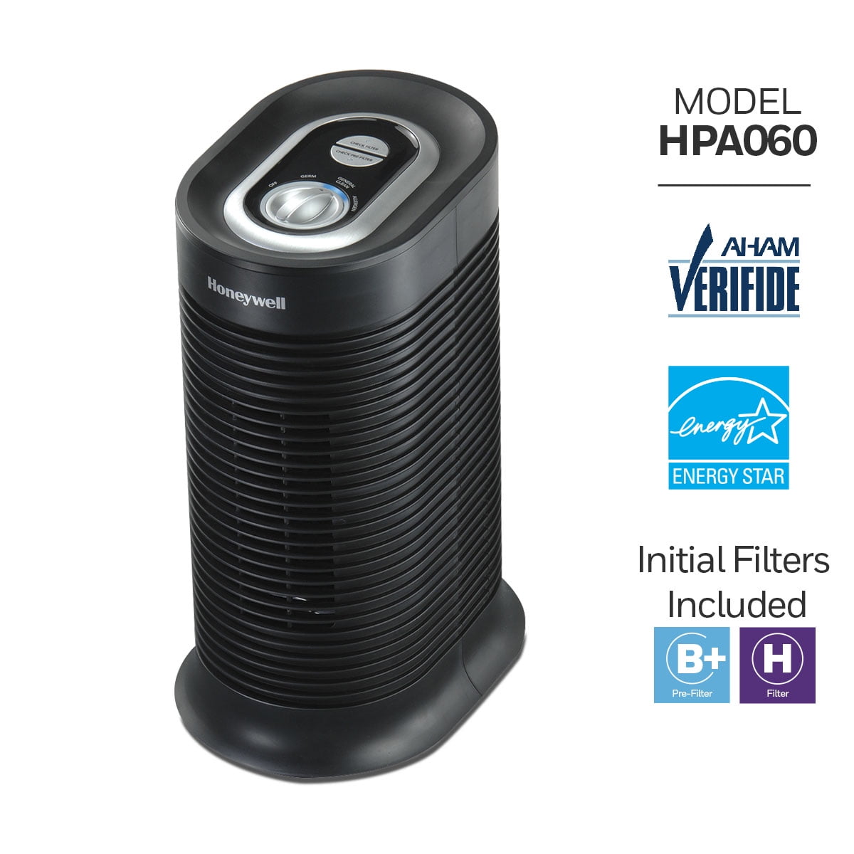 Honeywell Air Purifier HPA060 75 sq ft HEPA Filter Allergen Smoke Pollen Dust Reducer Walmart