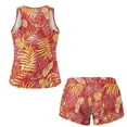 Binienty Gold Leaf Pattern Women's Tankini Shorts Set, Polyester ...
