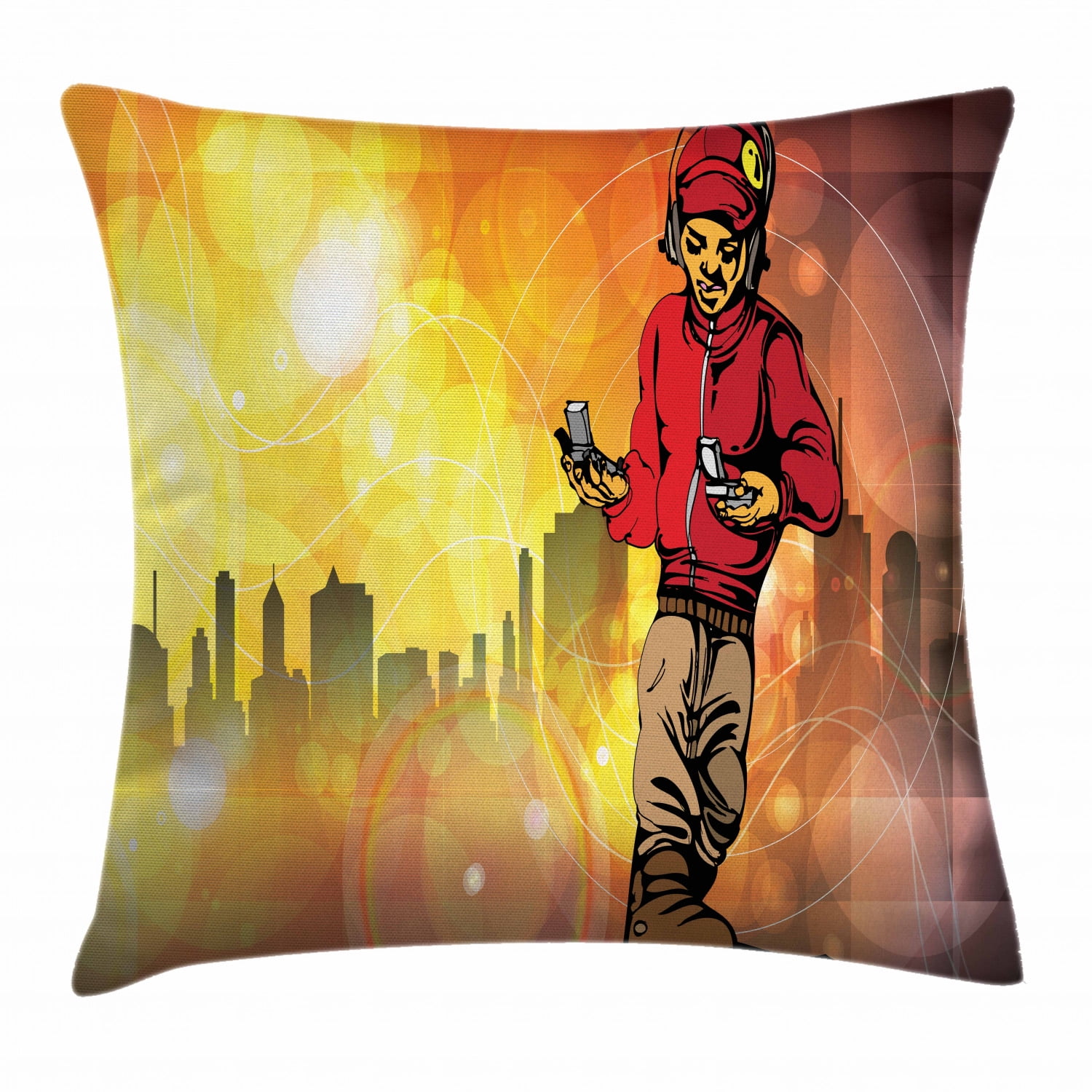 Hip Hop Throw Pillow Cushion Cover, Rap Music and Dance Themed Image ...