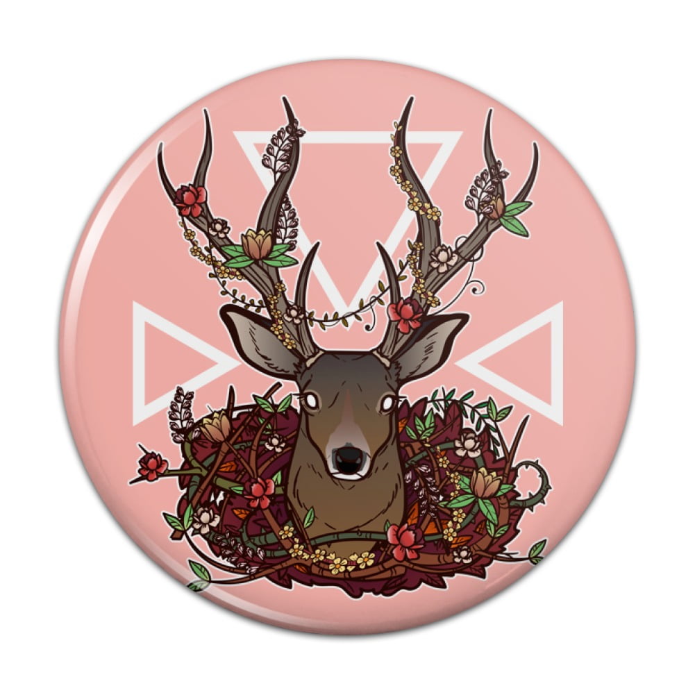 Deer Head Floral Pinback Button Pin - Walmart.com
