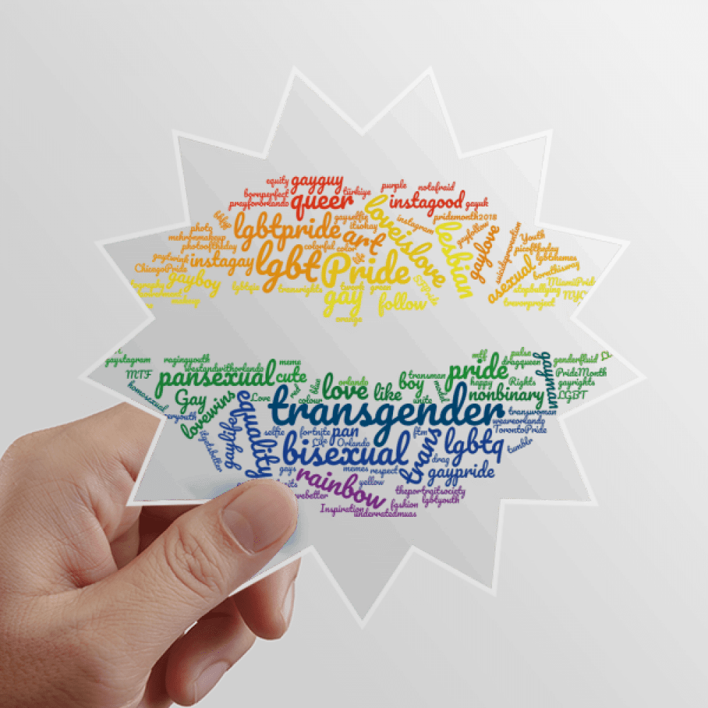 Lips Kiss Lgbt Rainbow Wordcloud Sun Vinyl Sticker Luggage Graffiti Flower Decal - Walmart.com
