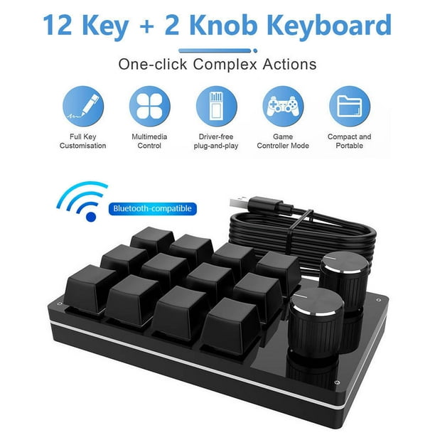 Peggybuy Macro Keyboard 12 Key 2 Knob Programmable Mechanical Keypad ...