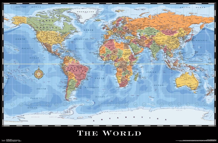 Trends International World Map Wall Poster 22.375" x 34" - Walmart.com