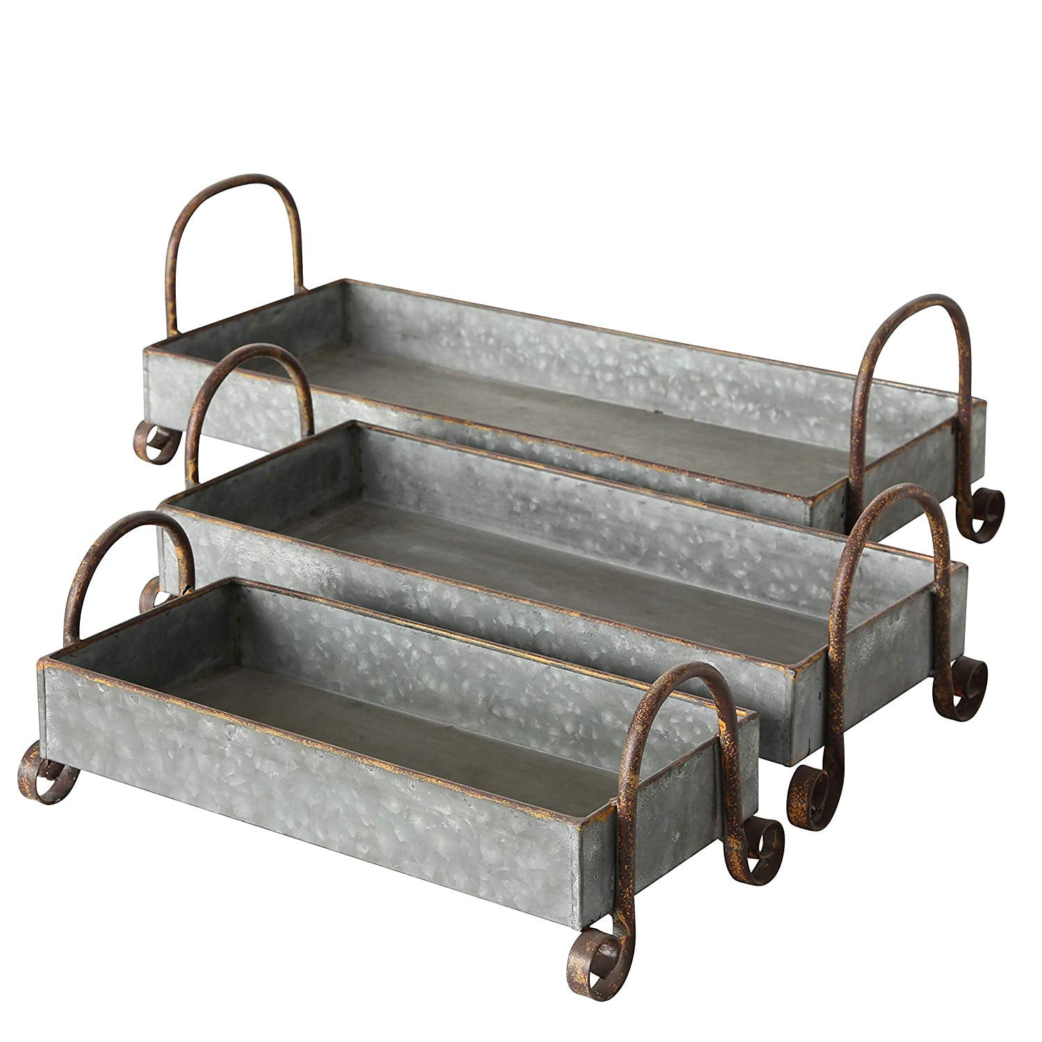 Farmer's Market Raised Rectangle Long Decorative Trays, Set of 3 ...