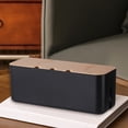 Black 3 Round Hole Small Data Cable Box, Wooden Cord Organizer for Desk ...