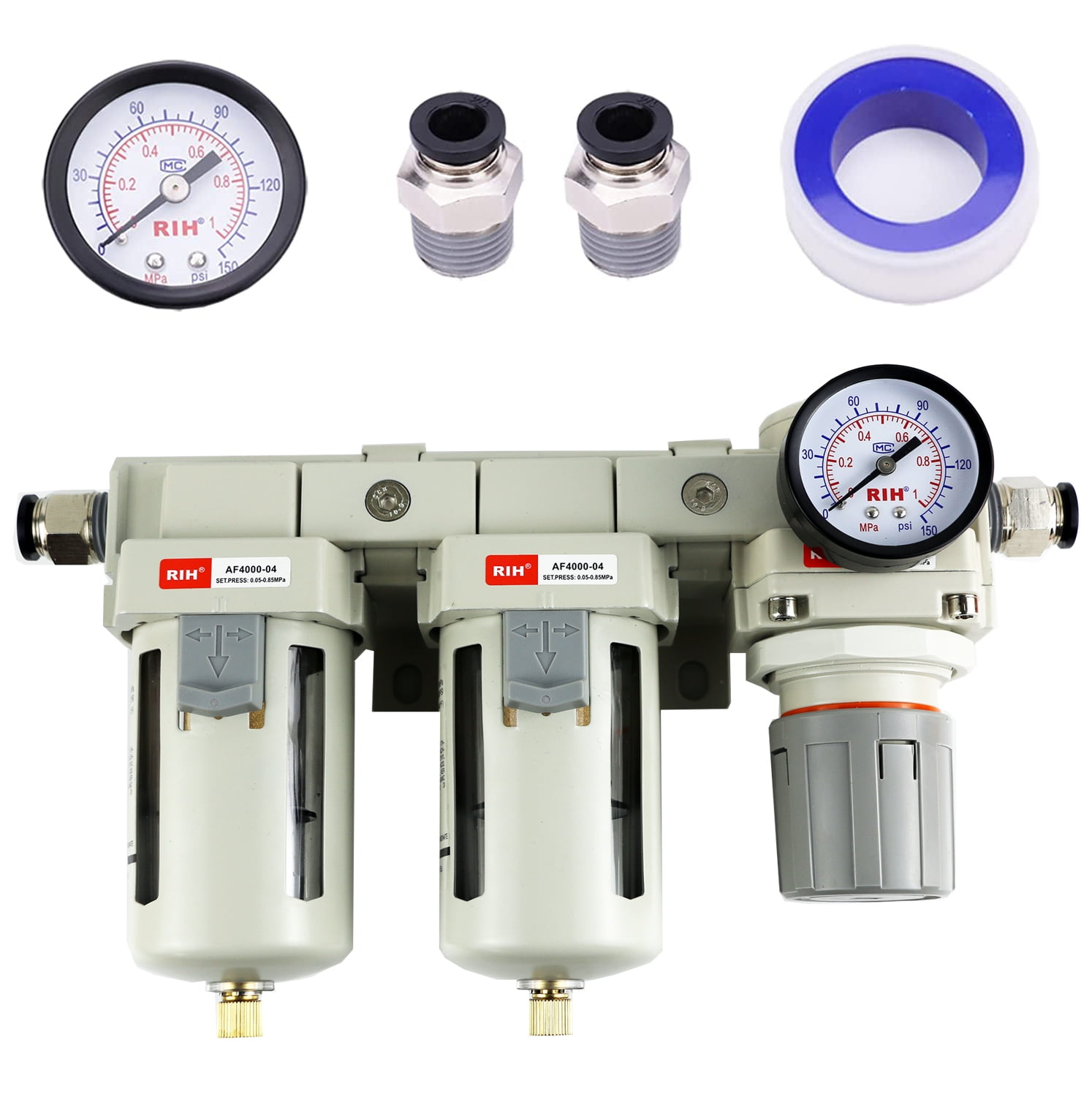 NPT Compressed Air Double Filter & Regulator, Air Drying System, Air ...