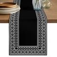 Black Table Runner 13x48 Inch Boho Diamond Pattern Border Rustic ...