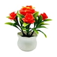 Cheapark Rose Faux Flower Pot Small Realistic Floral Bonsai for Dining ...