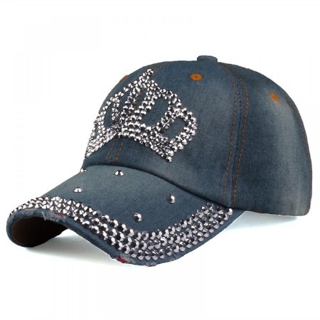 Spring And Summer Crown Diamond Baseball Cap Pure Cotton Denim Duck ...