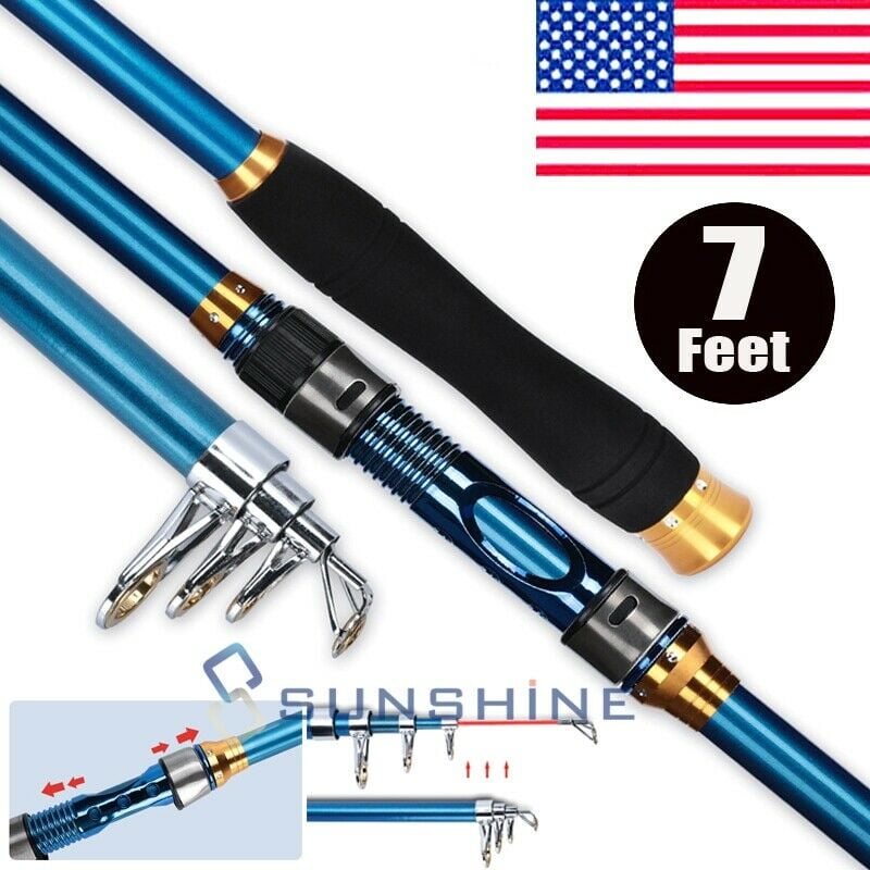 7FT Fishing Rod Ultralight Telescopic Carbon Fiber Sea Spinning Pole 5 ...