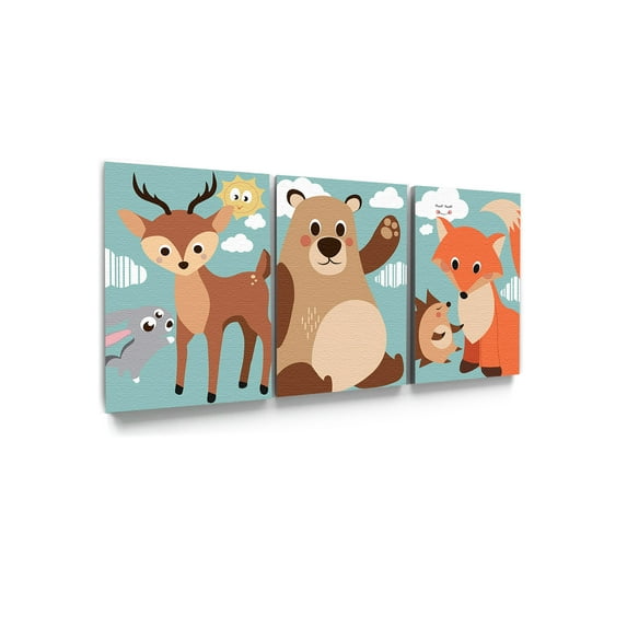 Awkward Styles Forest Animals Canvas Wall Art Kids Room Wall Art ...
