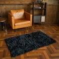 Snugtown Super Soft Black Faux Fur Area Rugs, Fuzzy Fluffy Sheepskin ...