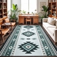 Aztec Area Rug, Southwest Wind Bohemian Water Duck Green Non-Slip Felt ...