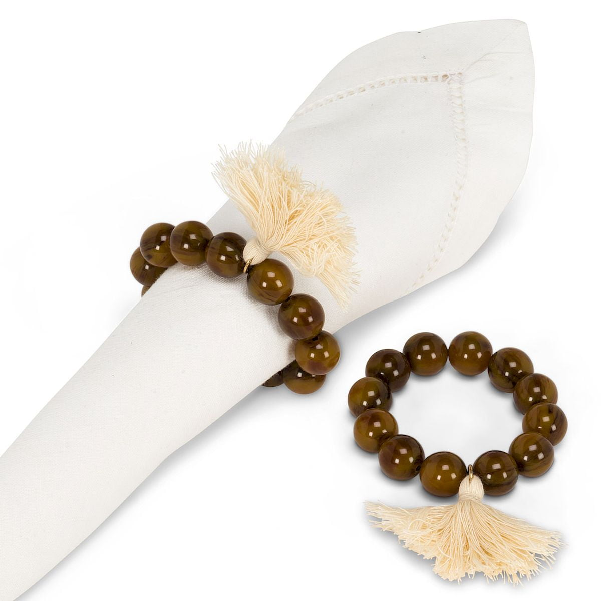 Set of 12 Beaded Napkin Ring with Tassel - Walmart.com