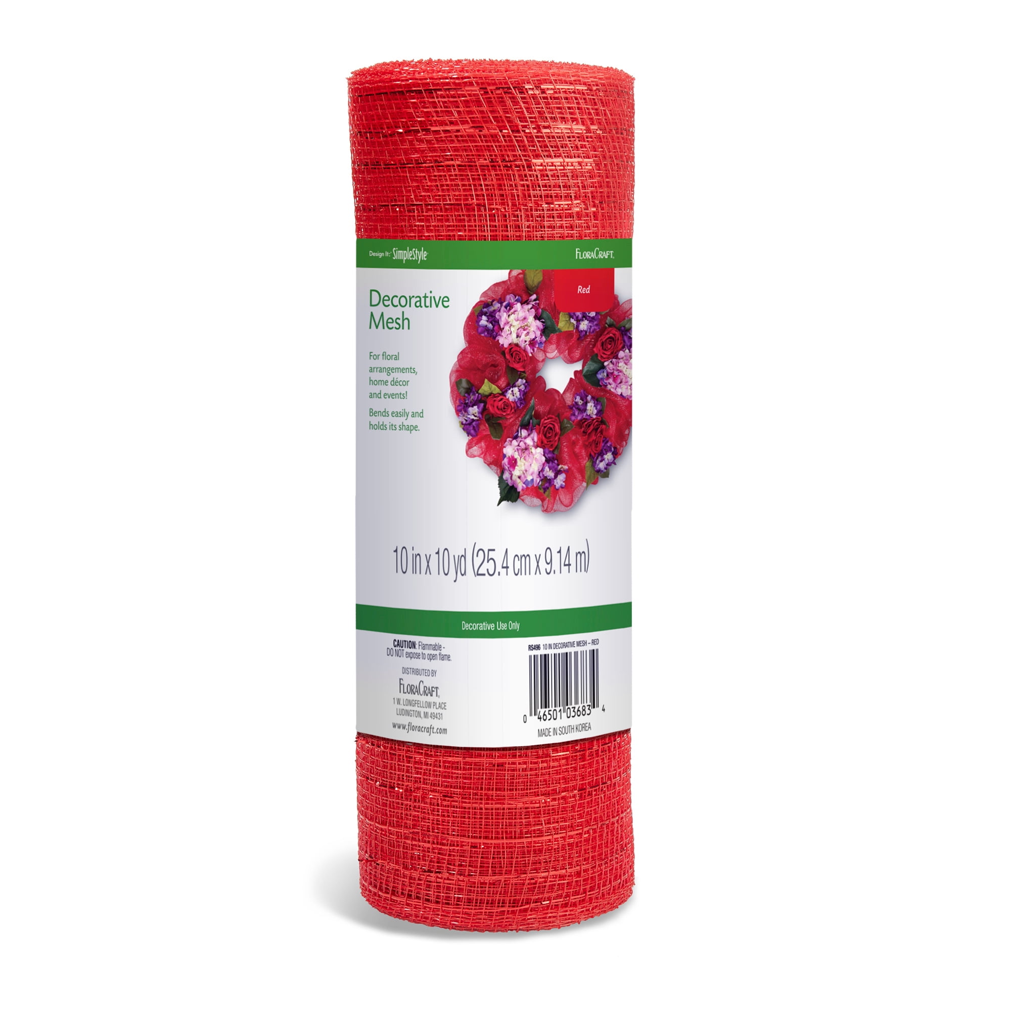 FloraCraft Decorative Mesh 10 Inch x 10 Yard Red - Walmart.com