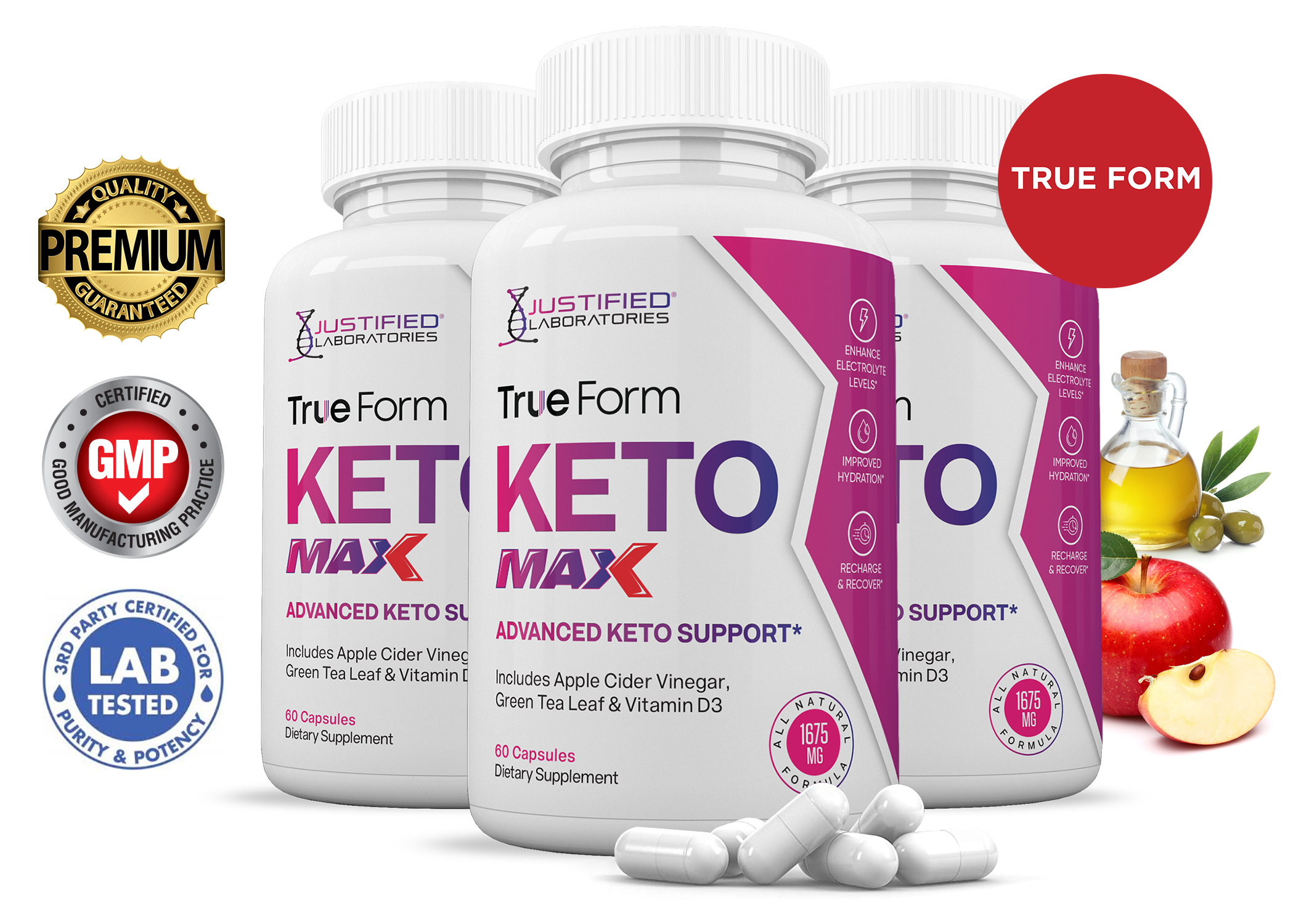 (3 Pack) True Form Keto ACV MAX Pills 1675mg Alternative to Gummies ...