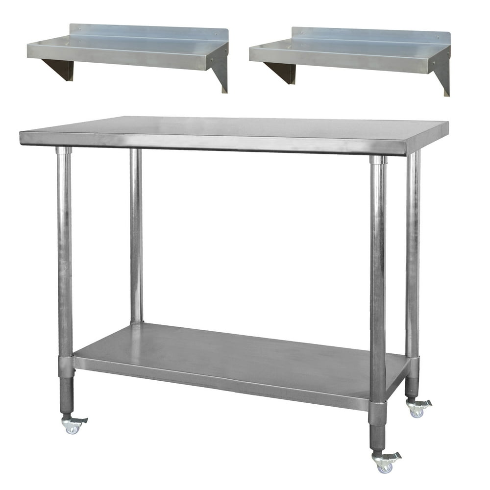 Stainless Steel Work Station with 48 inch Workbench Table with Casters ...