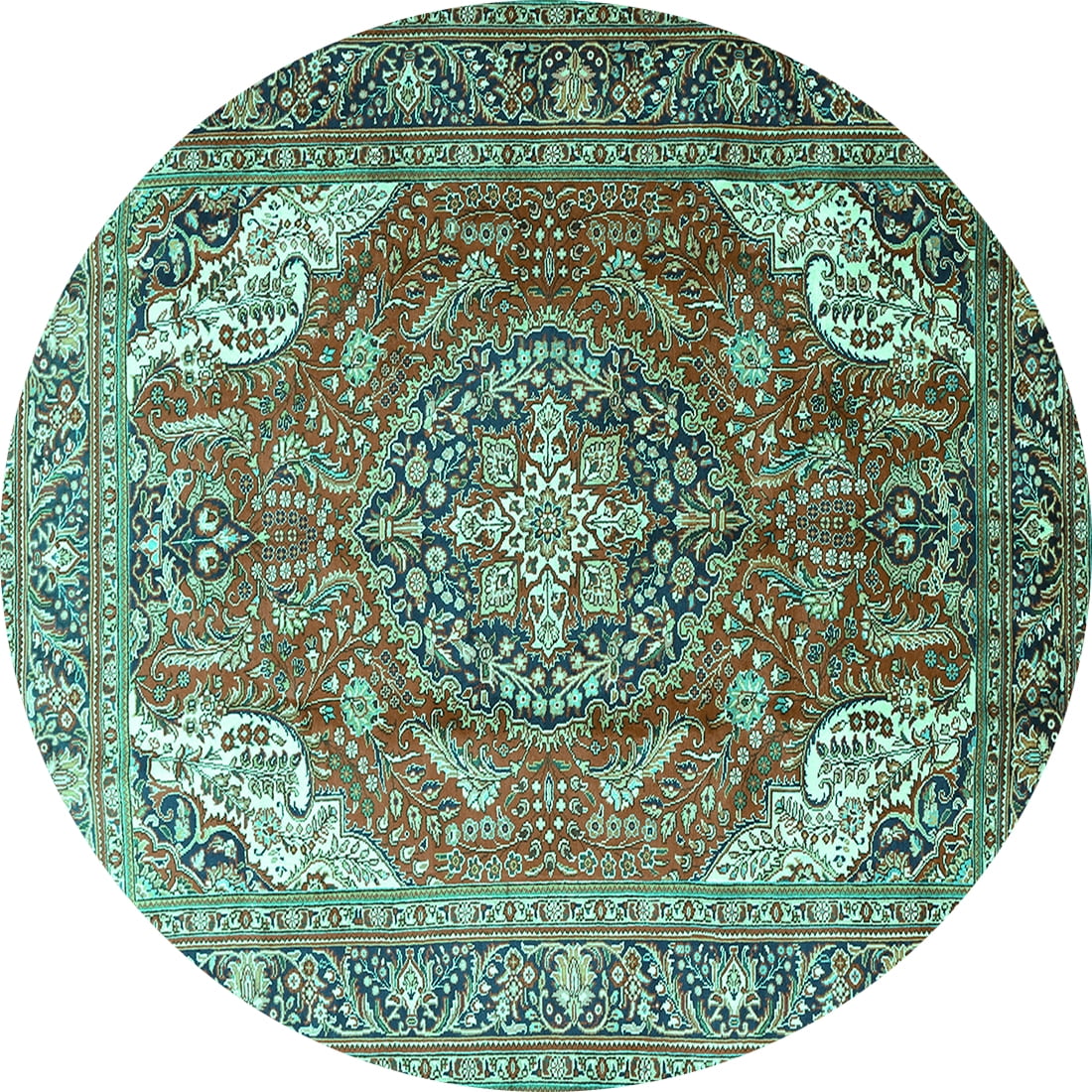 Ahgly Company Indoor Round Persian Turquoise Blue Traditional Area Rugs ...