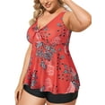 Chama Women's Plus Size Tankini Swimsuits V Neck Flowy Swimwear Two ...