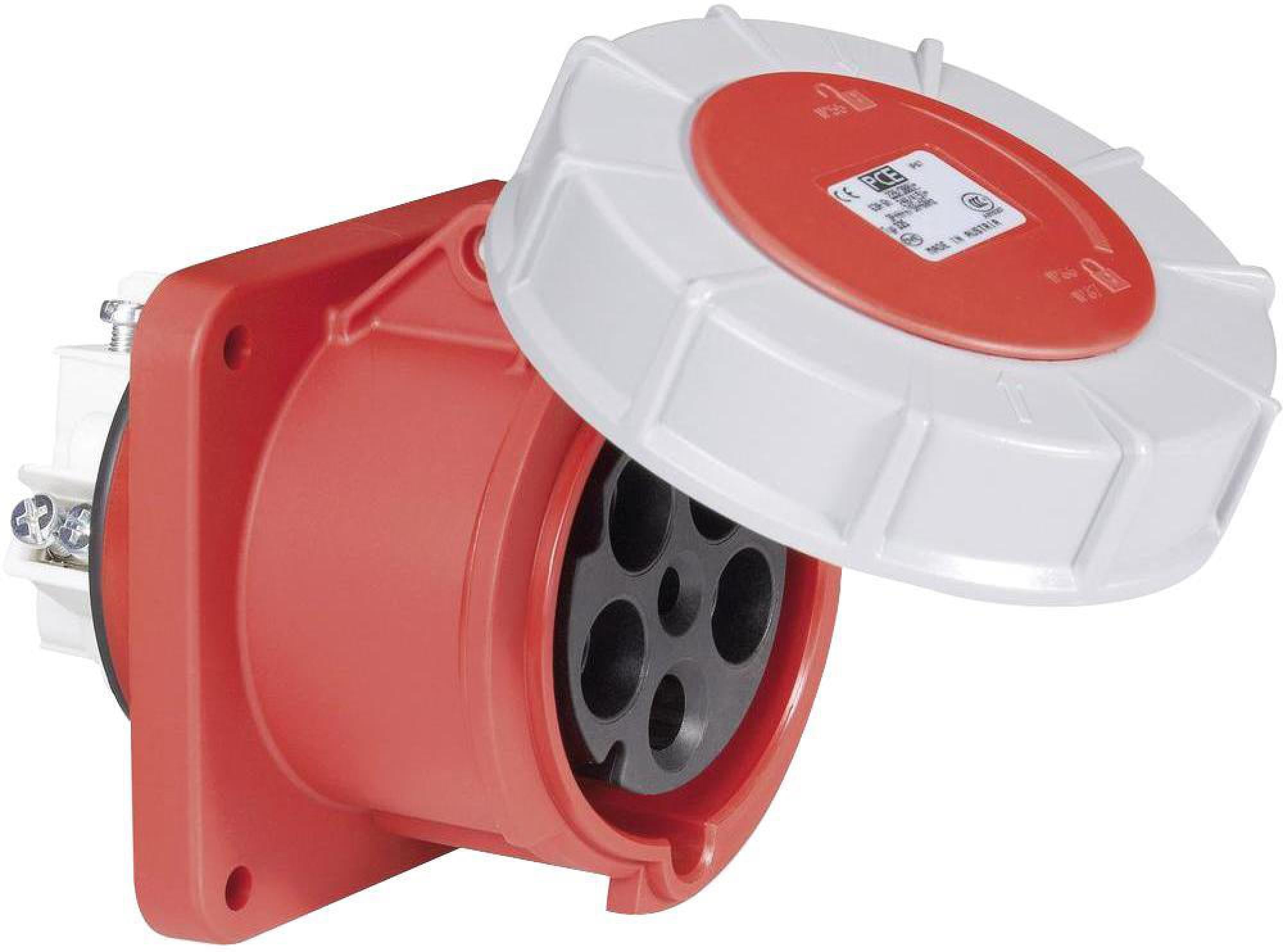 PCE - 63A, 400V, Panel Mount CEE Socket, 3P+N+E, Red, IP67 - Walmart.com