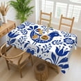 Chilfamy 1pc Blue Folk Bird With Tulip Garden Print Rectangle Dining ...