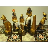 Egyptian Anubis Anubis Buff Gold Chess Set W/ 14" Mosaic Color Board ...