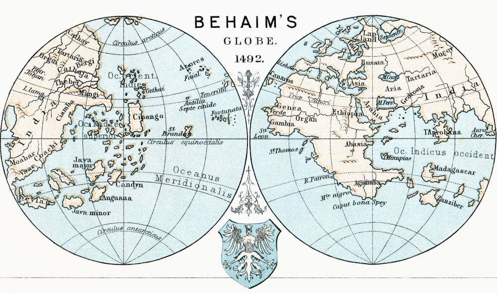 Martin Behaim s Globe 1492 From the book Life of Christopher Columbus ...