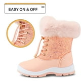 Bacca Girls Anti-Slip Snow Boots Pink Glitter Warm Faux Fur-Lined ...