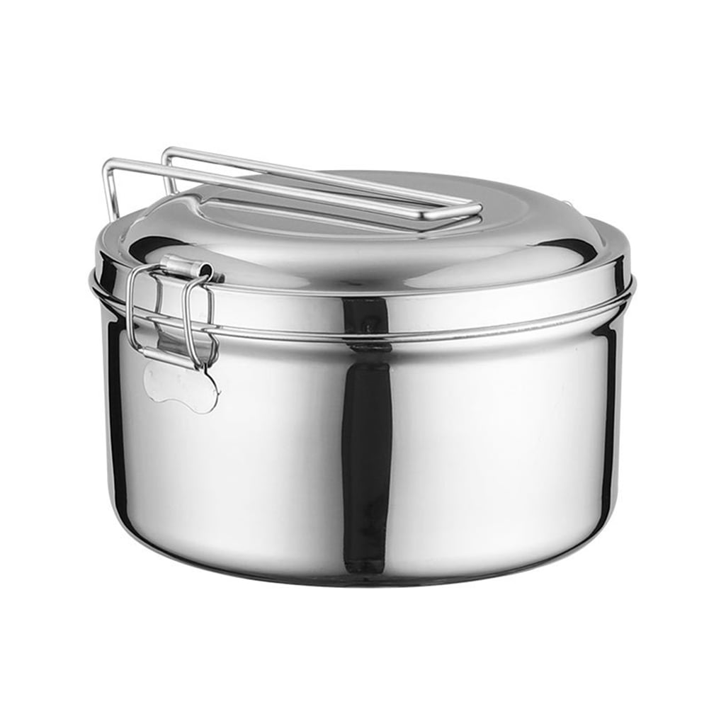 Koszal 2 Tier Round Shape Stainless Steel Bowl Lunch Bento Box Picnic ...